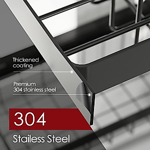 Sakugi Over The Sink Adjustable Dish Drying Rack - w/Large Capacity, Premium Space-Saving Rack for Kitchen Counter, Multifunctional 2-Tier, Stainless Steel