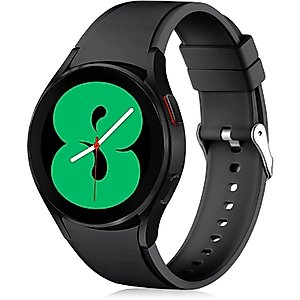 Lerobo No Gap Band Compatible with Samsung Galaxy Watch 7 6 5 Band 40mm 44mm/Galaxy Watch 4 Classic Bands 46mm 42mm/Watch 5 Pro Band 45mm,20mm Sport Strap Wristband for Men Women Black
