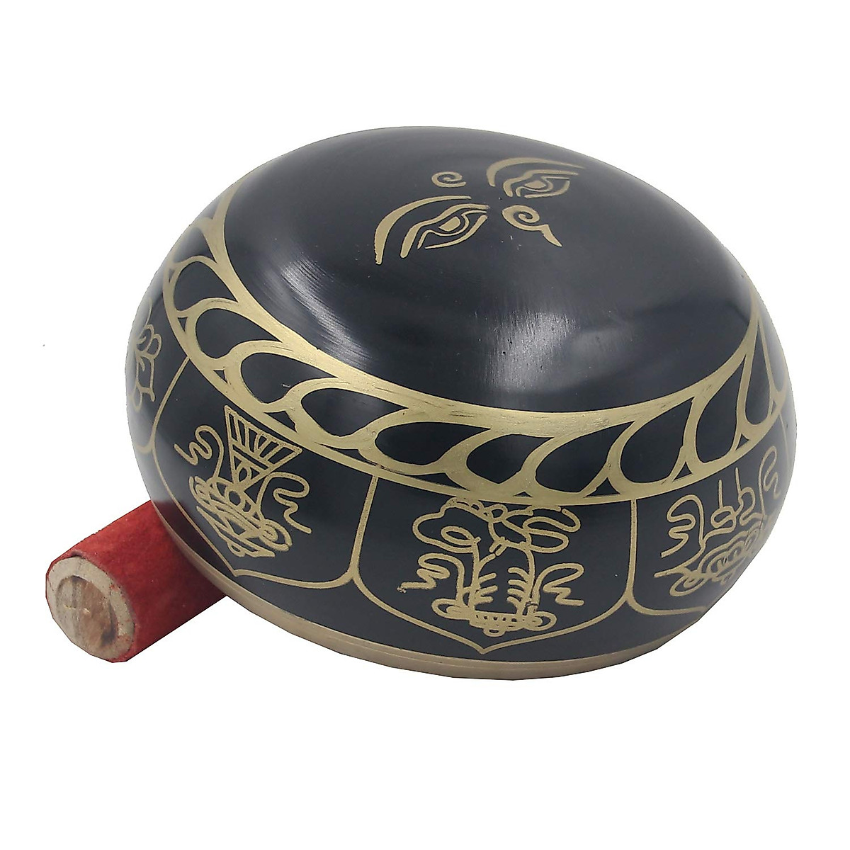Tibetan Extra Large Heavy Meditation 8 Lucky Symbols Singing Bowl With Mallet and Silk Cushion