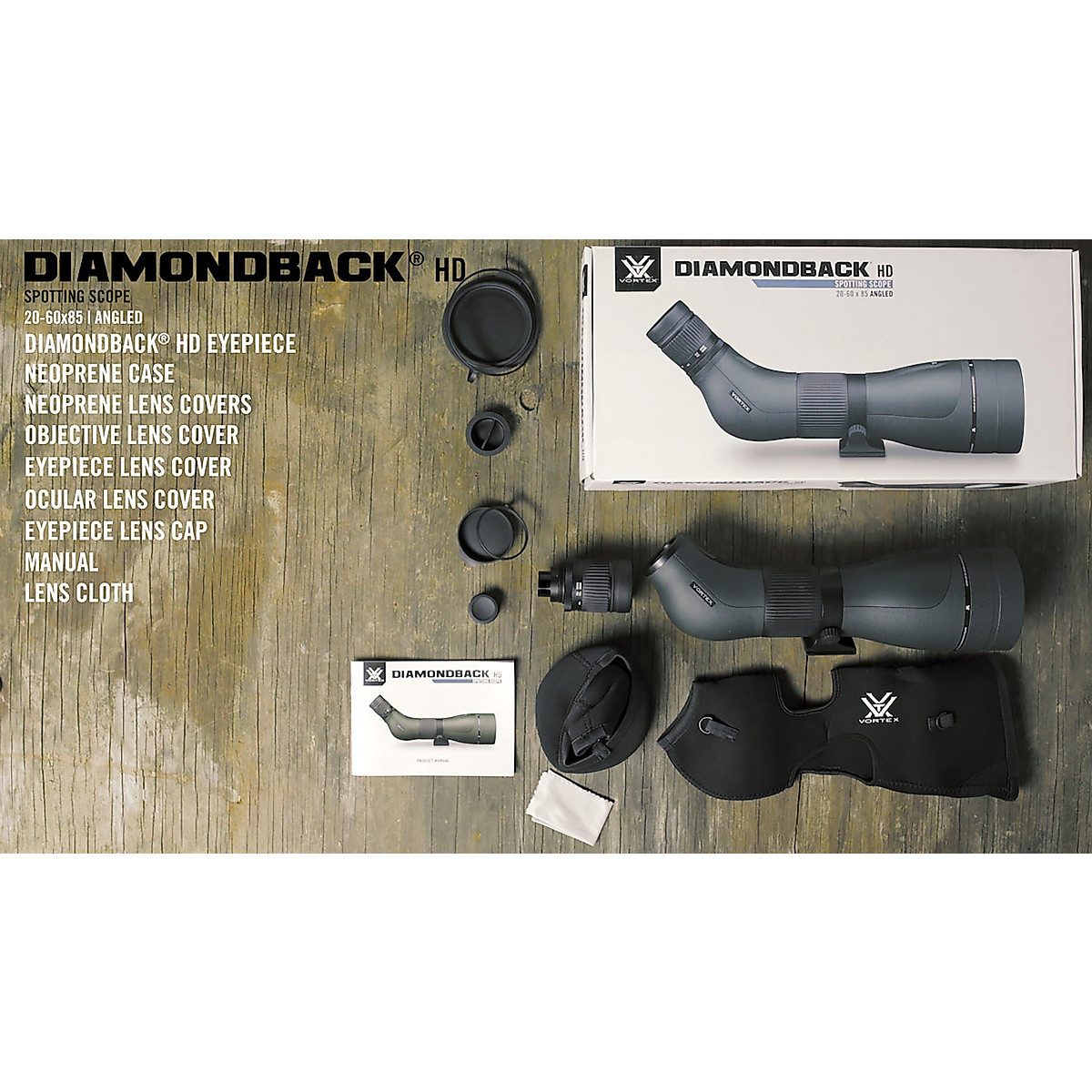 Vortex Optics Diamondback HD Spotting Scope 20-60x85 Angled Green