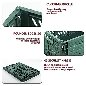 Ygapuzi Plastic Collapsible Crate Folding Storage Basket with Handle for Shelves Home Kitchen Classroom and Office Vanity Bathroom Organization Drawer Clapboard Partition (Multicolor-4pack)