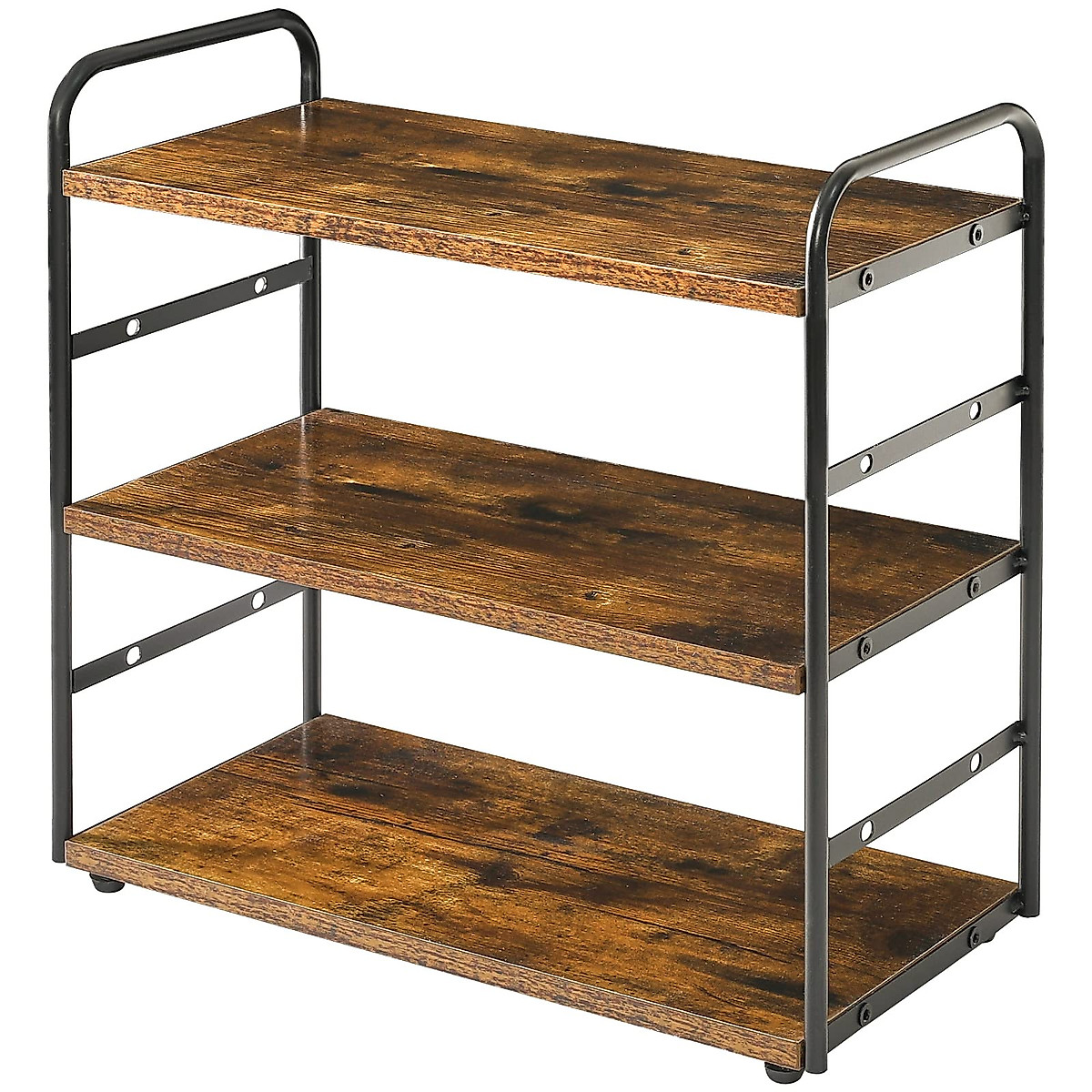 IBUYKE 3-Tier Bathroom Counter Organizer, Tray Countertop Storage Shelf, Kitchen Spice Rack Standing, Counter Standing Rack Cosmetic Holder, Rustic Brown TWJ001H