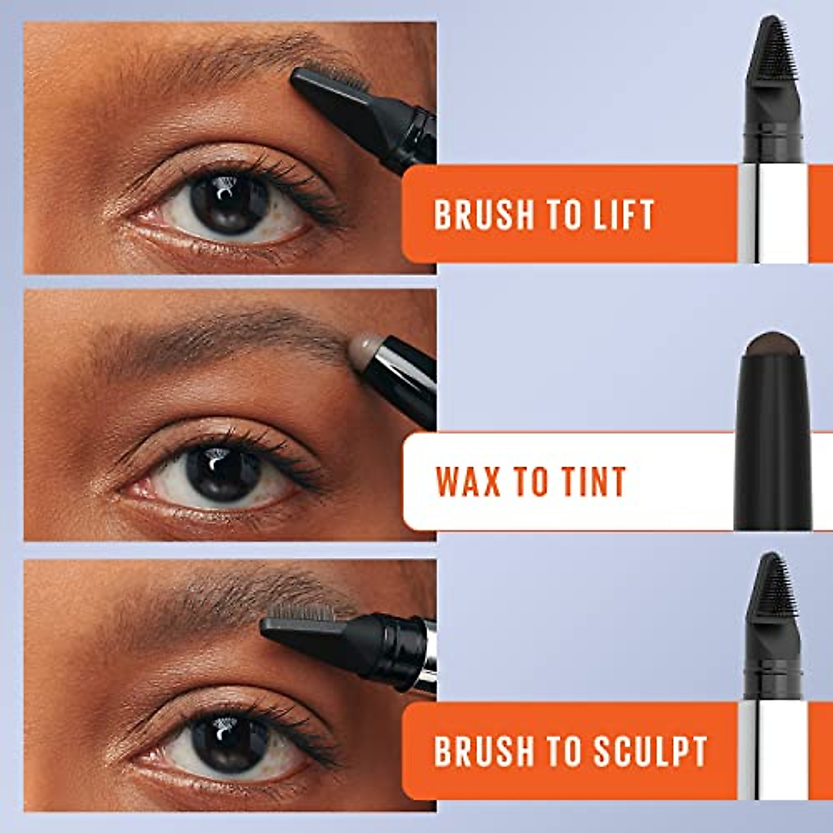 Maybelline TattooStudio Brow Lift Stick Makeup with Tinted Wax Conditioning Complex, Deep Brown, 1 Count