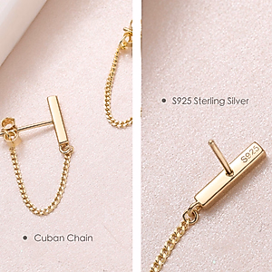 Chain Earrings for Women Gold Dangle Earrings For Women Girls Hypoallergenic Gold Plated Earrings for Women Sterling Silver Gold Stud Earrings for Women (14K Gold)