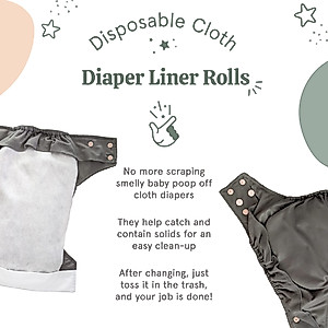 LA PETITE OURSE Cloth Diaper Liners, Cloth Diaper Liner Rolls, Fragrance Free Cloth Diaper Liners, Unscented, SGS Certified, 11.5 X 6.75 inches - 100 Sheets/Roll - Pack of 4