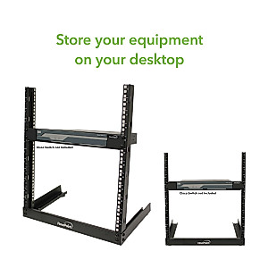 NavePoint 12U 19 Inch Desktop Open Frame 2 Post Server Desk Rack Free Standing W/Hardware