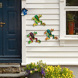 dreamskip Frog Decor, Outdoor Wall Art, Frog Gifts, Metal Frog Wall Decor for Fence, Garden, Patio, Yard, Outside (3 Pieces)