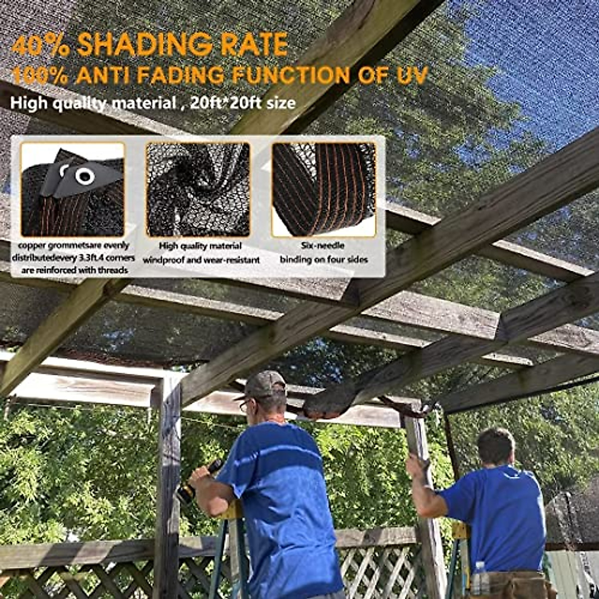 Shade Cloth for Garden Plants Greenhouse, 40-50% Sunblock Shade Neting -for Outdoor Garden Lawn Plant Sun Shade Cloths for Kennel Chicken Coop Easier to Hang Shade Net Cover