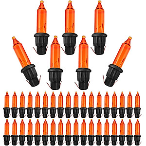 Mudder 200 Pieces 2.5V Replacement Christmas Tree Light Bulbs 50/100/150/200 Count Mini Incandescent Wire String Light Replacement Bulbs for Xmas Tree Decoration(Black Base with Orange Bulb)