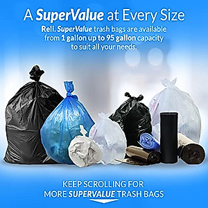 [Made in USA] Reli. 33 Gallon Trash Bags (50 Bags) | Clear Trash Bags | Recycling Bags | Plastic Trash Bags 30+ Gallon (32 Gal - 33 Gal) | Large Garbage Bags/Can Liners, Heavy Duty 33 Gal | SuperValue