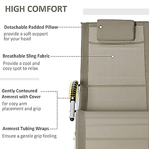 Outsunny Outdoor Rocking Chair with Detachable Pillow, Zero Gravity Patio Chaise Sun Lounger Chair with Breathable Mesh Fabric, and Curved Armrests for Lawn, Garden or Pool, Sand