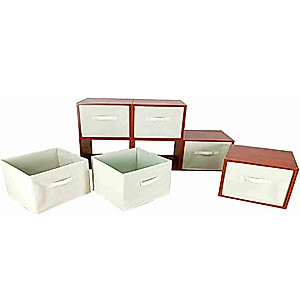 FixtureDisplays® Cubby Hole Storage Bin Modular Wood Blocks with Fabric Bins 6/Set Product Weight 38 Lbs Great for Preschools Day Care Home Bookshelf 11364-NEW-NPF