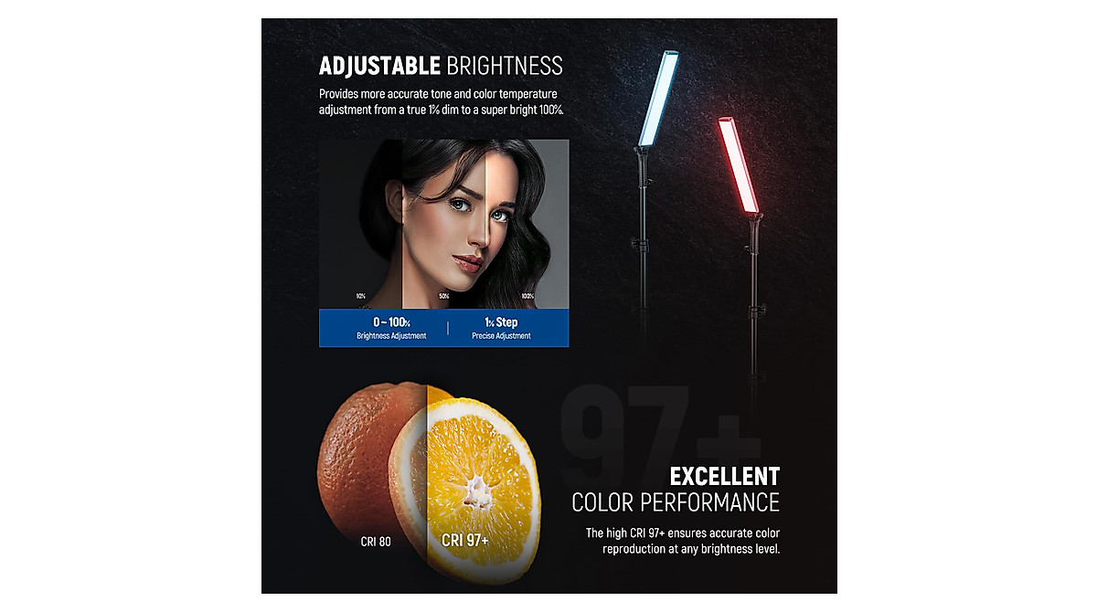 NEEWER Upgraded Interactive RGB LED Video Light Stick with Stand Kit, 2 ...