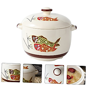 1pc Ceramic Small Crock Soup Cup Ceramic Kitchenware Ceramic Stew Pot Ceramic Stew Cup Dessert Cup with Lid Ceramic Soup Bowl Ceramic Bowl Steaming Bowl Kitchen Tableware