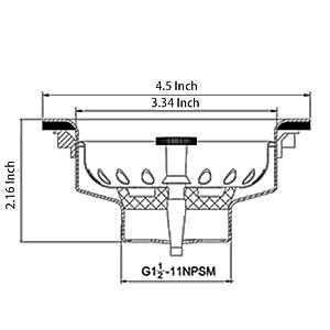 Talea Kitchen Sink (3-1/2'' Inch) Stainless Steel Drain Assembly with Strainer Basket,Drain Stopper,Sink Drain Kit