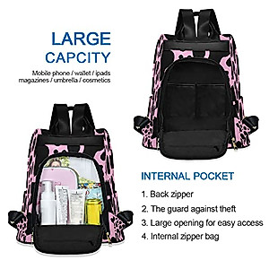 xigua Pink Black Cow Print Backpack Purse for Women Anti Theft Fashion Back Pack Shoulder Bag197