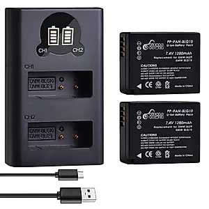 DMW-BLG10, Pickle Power 2 Pack 1280mAh Battery with LED Dual USB Charger for Panasonic Lumix DC-ZS80, DC-GX9, DC-LX100 II, DC-ZS200, DC-ZS70, DMC-GX80,GX85,DC-G100,DMC-ZS60 Cameras.