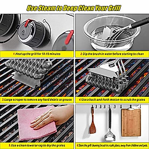 Grill Brush and Scraper Bristle Free, Strong Handle Complete Grill Cleaning Set for Outdoor Grill, BBQ Accessories with Hanging Hook BS5219