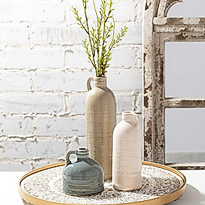 Sullivans Small Crackled Ceramic Jug Vase Set, Modern Farmhouse Decor, Living Room Décor and Accessories, Table and Mantle Decorations, Decorative Faux Flower Vases; Cottagecore Decor (CM2431)