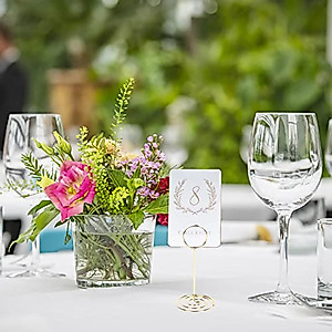 KIMOBER 24PCS Table Number Holders, Round Place Card Holder,Tabletop Memo Note Stand Picture Photo Picks Card Clips for Wedding Birthday Party(Gold)