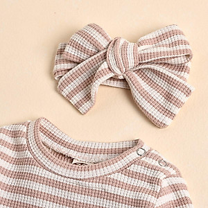 Aimaopao Newborn Infant Baby Girl Romper Bodysuit Girls Stripe Print One Piece Jumpsuit Pants Clothes Outfits (Stripe Long Sleeve Pink, 0-3 Months)