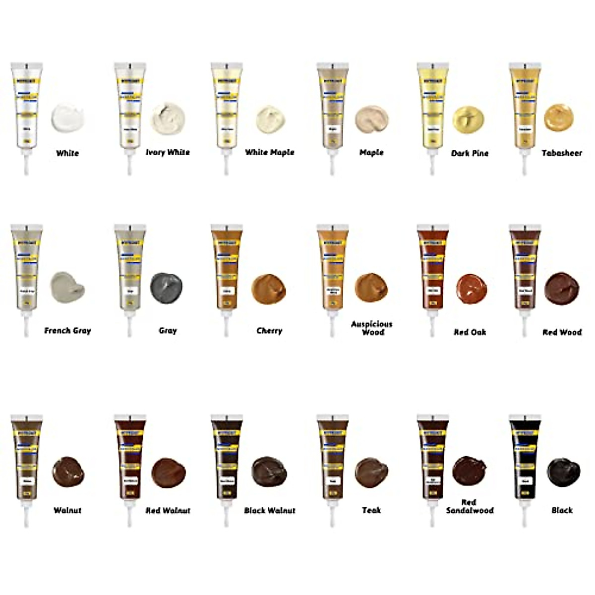 MYPROKIT Wood Filler, Wood Furniture Repair Kit, Wood Floor Scratch Remover with 18 Colors, Wood Putty and Beeswax for Wood Stains, Holes, Laminate, Cabinet, Tables, Cherry, Oak, Walnut - Set of 31