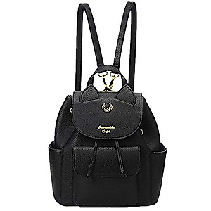 Smilovely Moon Luna Classical Backpack Fashion School Students Shoulder Bag (Black)