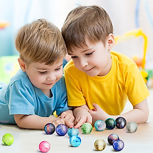 Chivao 24 Pieces Bouncy Balls 32 mm Space Theme Rubber Balls Swirl Cloud Bouncing Balls Glitter Balls Colorful Mini Bouncy Balls for Party Favors, Present Bag Filling