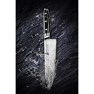 TUO Chef Knife - Kitchen Knives 8-inch High Carbon Stainless Steel - Pro Chef Vegetable Meat Knife with G10 Full Tang Handle - Black Hawk-S Series Knives Including Gift Box