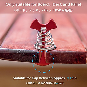 TRIWONDER 6pcs Deck Plank Board Tent Stakes Aluminum Spring Anchor Fishbone Guyline Cord Adjuster Tent Pegs with Carabiners for Outdoor Camping Hiking (Red Spring Nails + Carabiners)