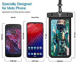 Tiflook Floating Waterproof Phone Pouch with Lanyard and Armband Dry Bag Holder Underwater Case for Motorola Moto G Power G Stylus G Play E E6 One 5G G7 Power G7 Play G6 Z4 Z3, Black