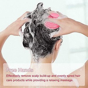 LONOIIEN Scalp Massager, Scalp Scrubber with Soft Silicone Bristles Hair Shampoo Brush for Scalp Exfoliator, Promote Hair Growth & Dandruff Removal(Pink)