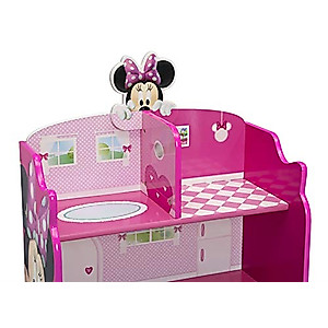 Delta Children Wooden Playhouse 4-Shelf Bookcase for Kids, Minnie Mouse