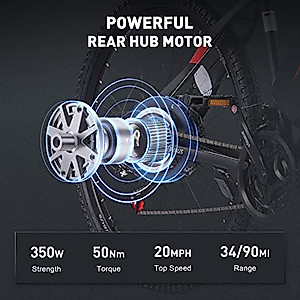 Viribus Electric Bike, 26 inch Electric Mountain Bike for Adults with Throttle, 21 Speed Electric Bicycle, 25 mph E Bike with 48V Removable Battery, Disk Brakes, Adjustable Seat, eBike Men Women