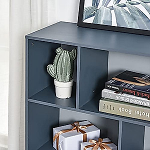 HOMCOM 3-Tier Child Bookcase Open Shelves Cabinet Floor Standing Cube Storage Organizer with Drawers - Grey