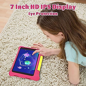 ANYWAY.GO Kids Tablet 7 inch Tablet for Kids Android 12 Tablet 2GB 32GB Children Learning Tablet, Parent Controls, Dual Camera, Kidoz Pre-Installed Tablet Kids with Case