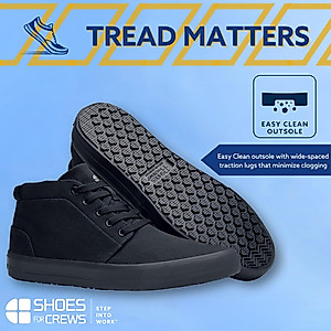 Shoes for Crews Cabbie II, Unisex Slip Resistant Work Shoes, Black, Size 10.5/12