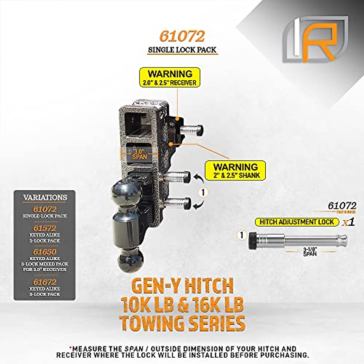 61072 | Hitch Lock (Fits: 2" & 2.5" Receiver - Class III, IV, V | Gen-Y Hitch - 10K LB & 16K LB Series)
