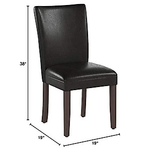 HomePop Parsons Upholstered Accent Dining Chair, Set of 2, Dark Brown Faux Leather