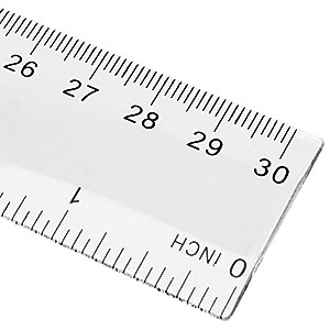 MUKCHAP 20 Pieces 12 Inch(30cm) Clear Plastic Ruler, Ruler Straight with 2 Graduations, Inches and Metric, Transparent Plastic Measuring Ruler for School, Office, Home
