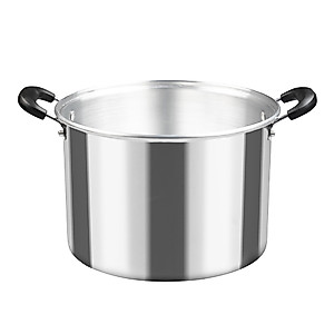 Vasconia Stock Pot with Glass Lid – Heat Resistant up to 390°F Aluminum Large Stock Pot for Pasta, Seafood, Gumbo, Tamales Soup Pot – Hand-Wash Only Kitchen Set - 13-QT Stove Tops Big Cooking Pot