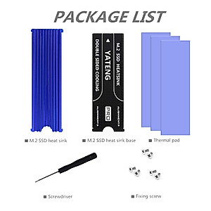 NVMe Heatsinks for M.2 2280mm SSD Double-Sided Cooling Design（Blue）