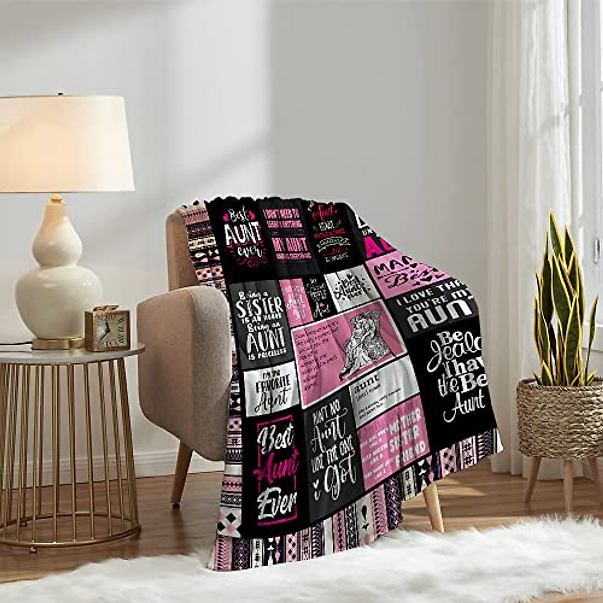 Best Aunt Gifts from Niece Aunt Birthday Gift | Best Aunt Ever Blanket with Great Sentences | Best Aunt Auntie Ever Gift from Nephew Happy Christmas Bday Present for Auntie Throw Blanket 50” X 60”