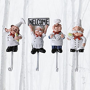 Cabilock Towel Hook 4 pcs Decor Mounted Steel Keys Heavy Rack Kitchen Bathroom Duty Resin Hanging Hook Chef Wall Accessories Door Coat Towels Hooks Adhesive Hanger for Stainless Cartoon Towel Hooks