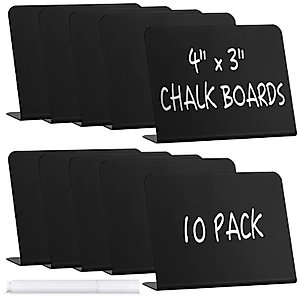 10 Pack Mini Chalkboard Signs, ALOTCHE Tabletop Chalkboard Labels L-Shaped Rustic Buffet Table Signs for Weddings, Birthday Parties, Message Board Signs, Bakery and Retail
