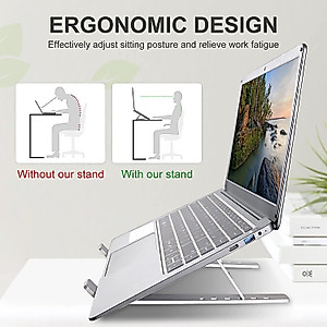 SGIN Laptop Stand for Desk, Computer Stand Laptop Riser for Laptop, Portable Notebook Stand Compatible with 9-15.6 inch Laptops(Silver)