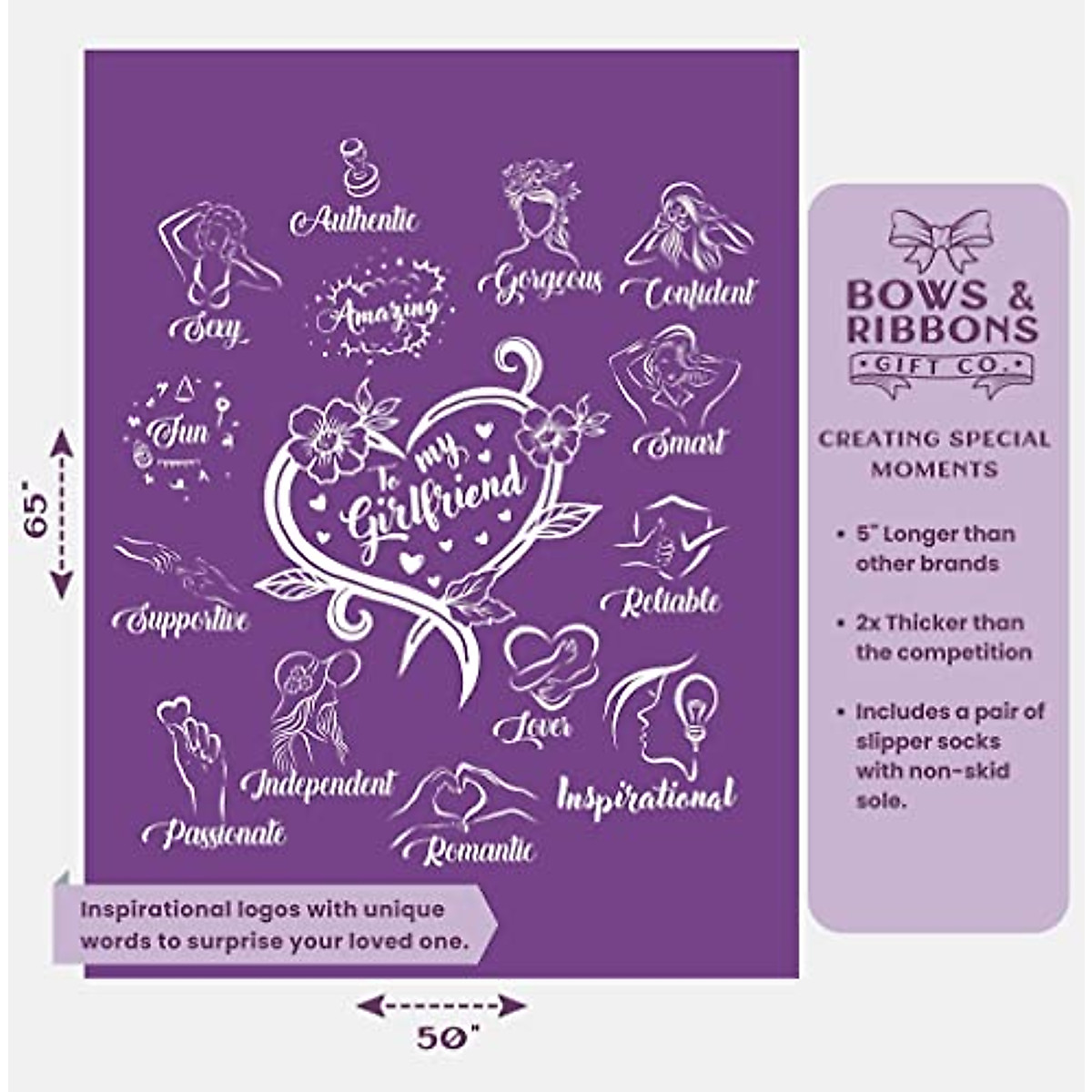 Gifts for Girlfriend Softest Throw Blanket (65" x 50") and Sherpa Socks Set, Gifts for Her, Girlfriend Gifts, Birthday Gifts for Girlfriend, Long Distance Relationship Gifts, Girlfriend Gift Ideas.