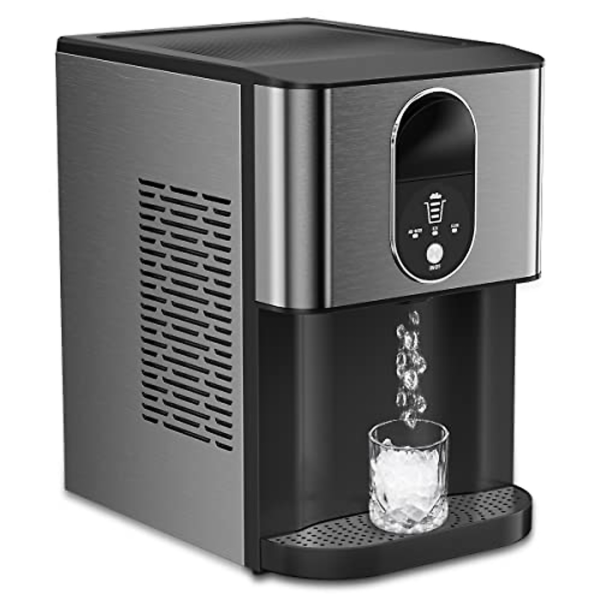Kndko Nugget Ice Maker,Self Dispensing Pellet Ice Maker,44lbs/24H, Self Cleaning Ice Maker,3.3lbs Ice Storage,Nugget Ice Maker Dispenser,Countertop Nugget Ice Maker for Home Kitchen Bar Party Black