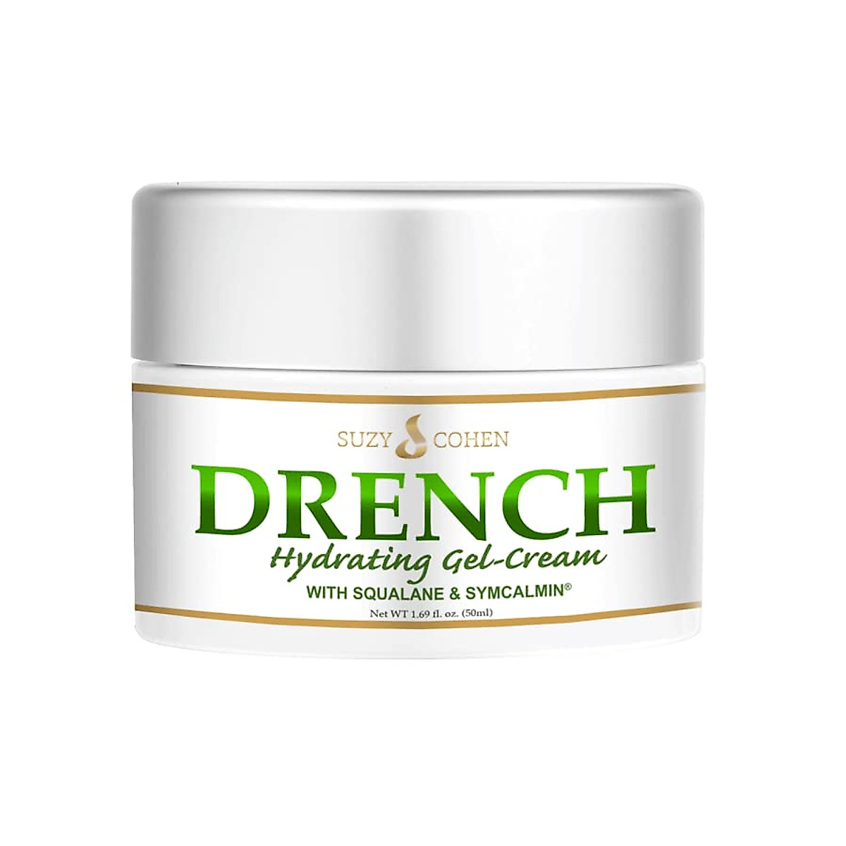 Suzy Cohen Drench Hydrogel Face Moisturizer for Women and Men. Soothes dry, itchy, dull skin and softens fine lines. Anti-aging face cream for dry skin with squalane, aloe, aspen extract & Sym-Calmin.