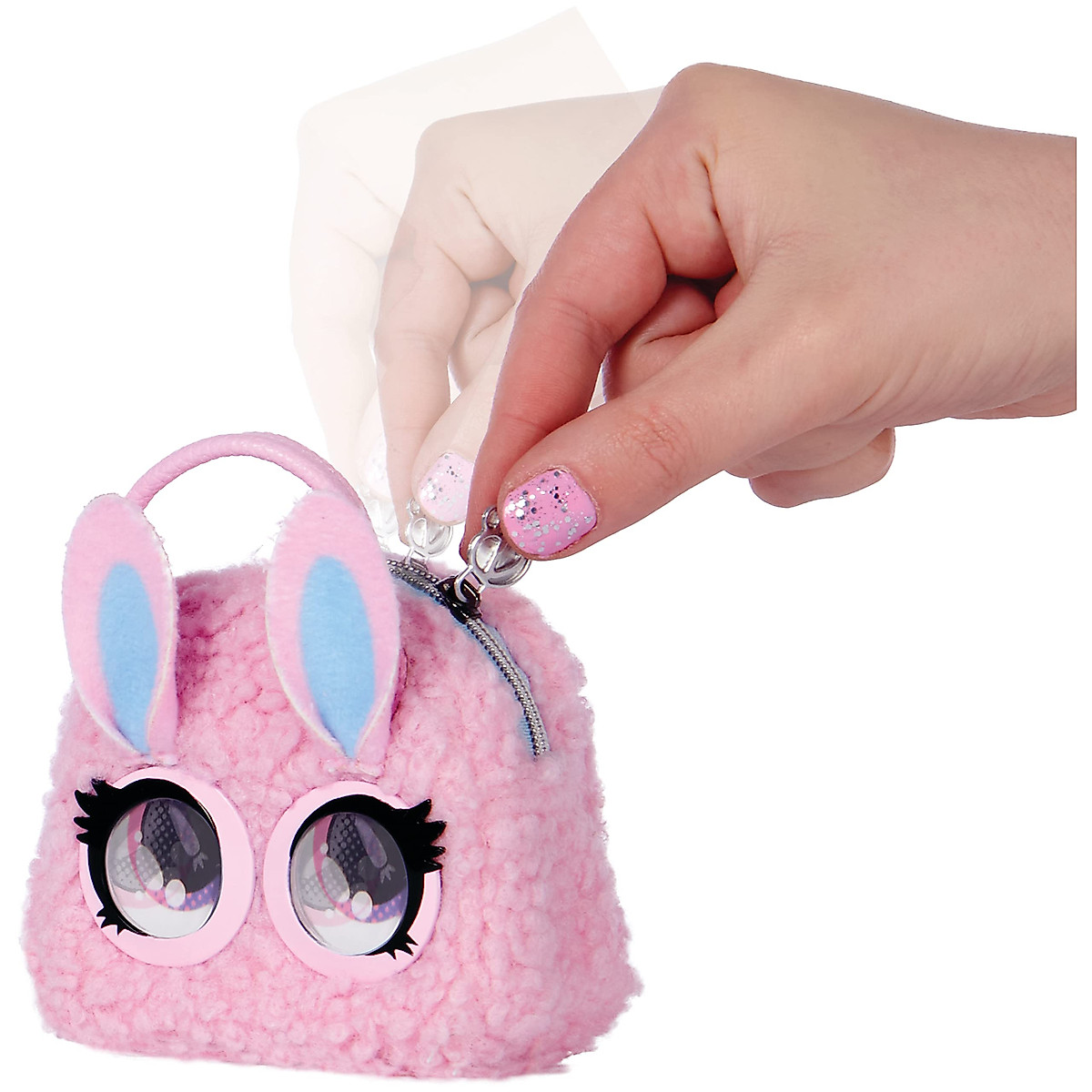 Purse Pets Micros, Fuzzy Bunny BB Mini Kids Purse with Eye Roll, Shoulder Bag Crossbody Purse Accessories, Girls Coin Purse & Tween Gifts